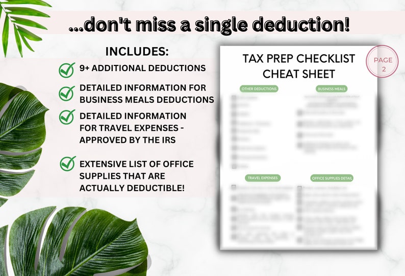 Tax Prep Checklist Tracker Printable for S Corporations, Tax Checklist ...