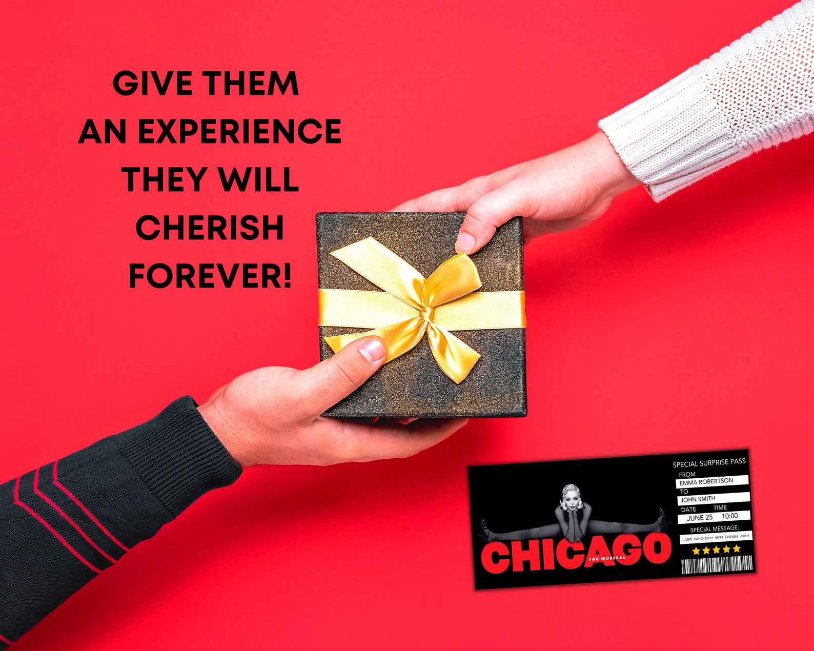 EDITABLE CHICAGO Broadway Surprise Ticket, Chicago Musical Collectible ...