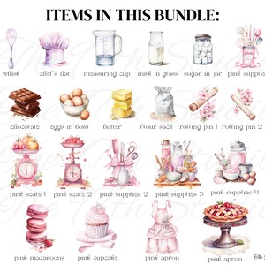 Kawaii Watercolor Bakery Clipart Bundle, Hand Drawn Bakery Pngs, Pink ...