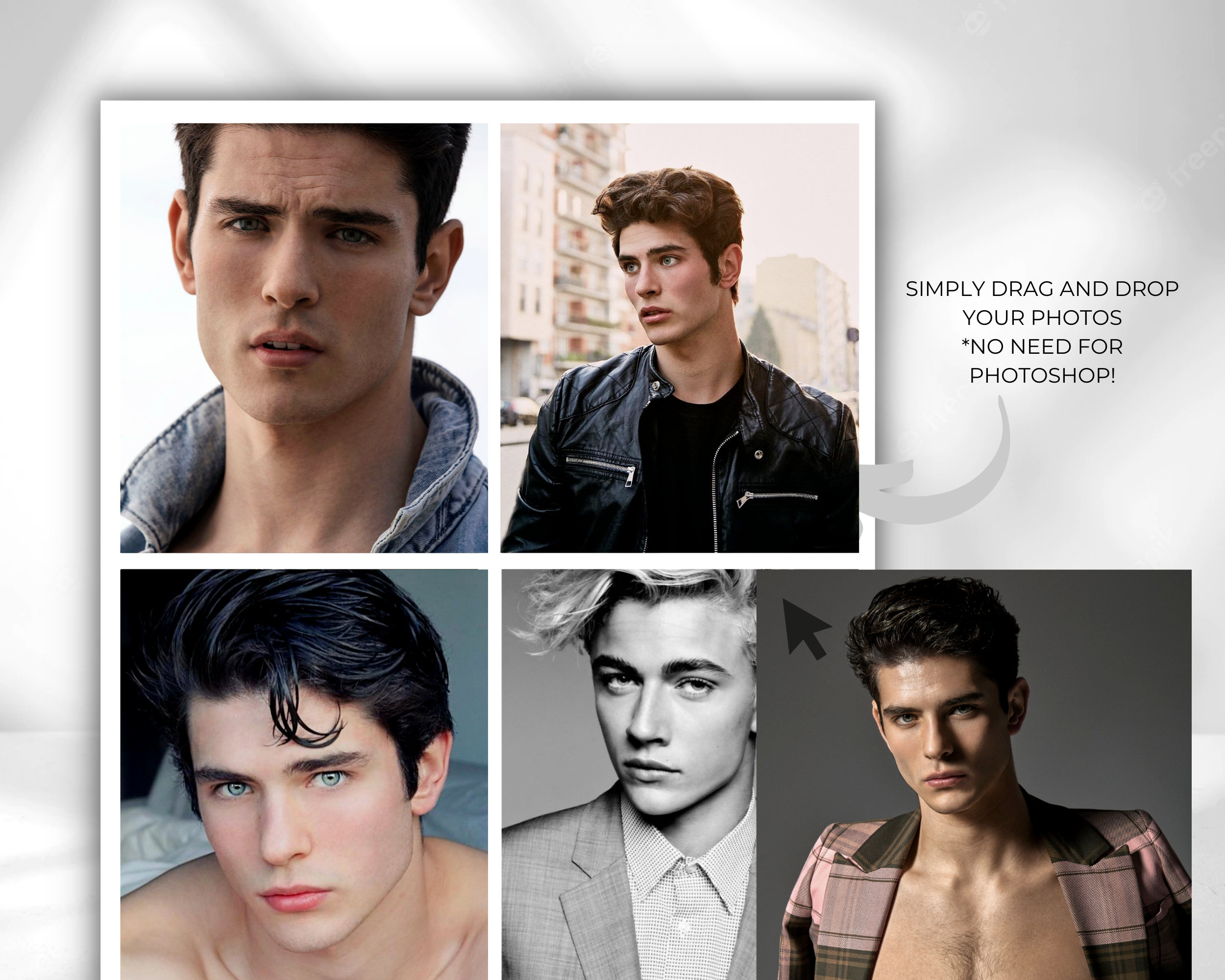 COMP CARD Template for Male Models,modeling Photocard, Zed Card for ...