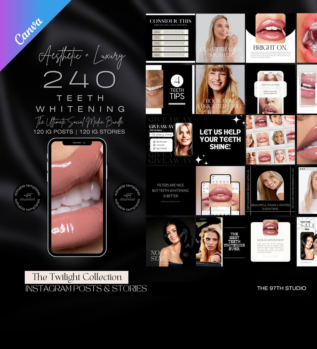 240 Teeth Whitening Instagram Templates | Teeth Whitening Instagram ...