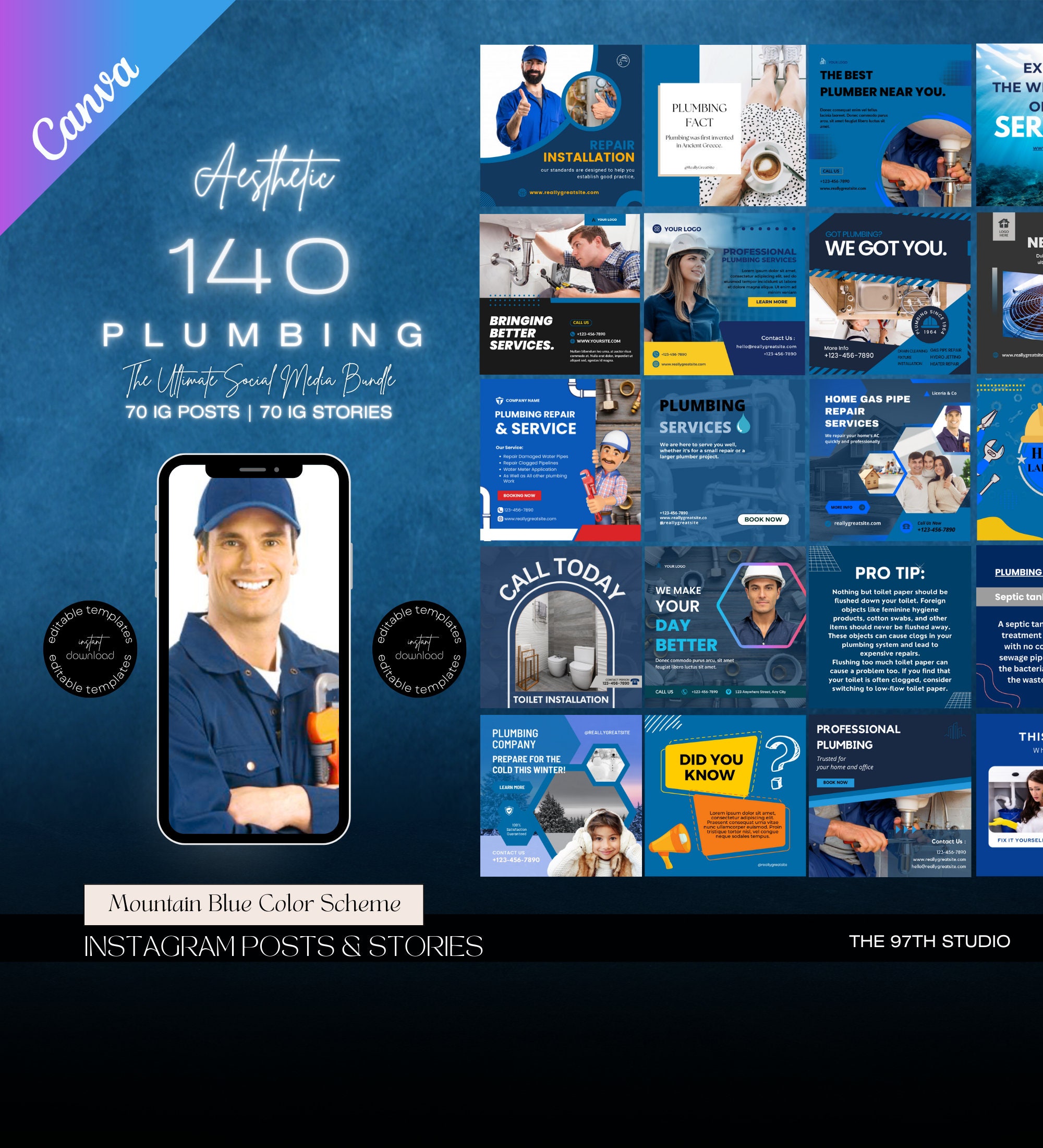 Plumbing Business Instagram Post Templates Plumber Social Media ...