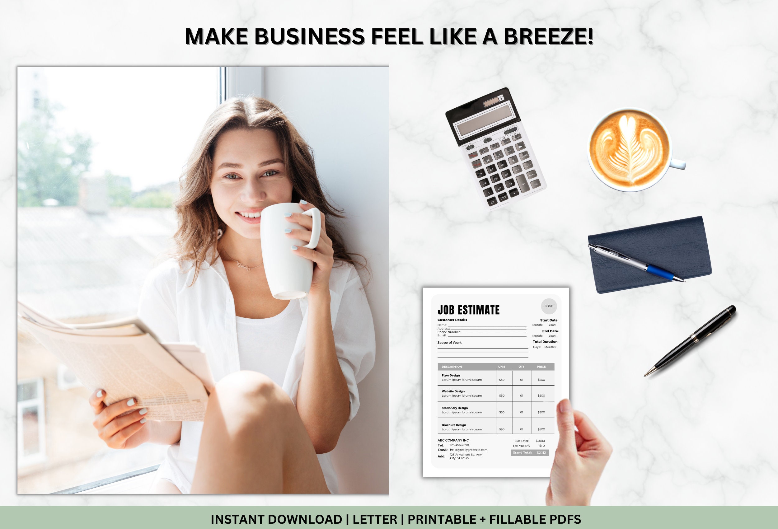 PRINTABLE Job Estimate Canva Template Contractor Estimate - Etsy Portugal