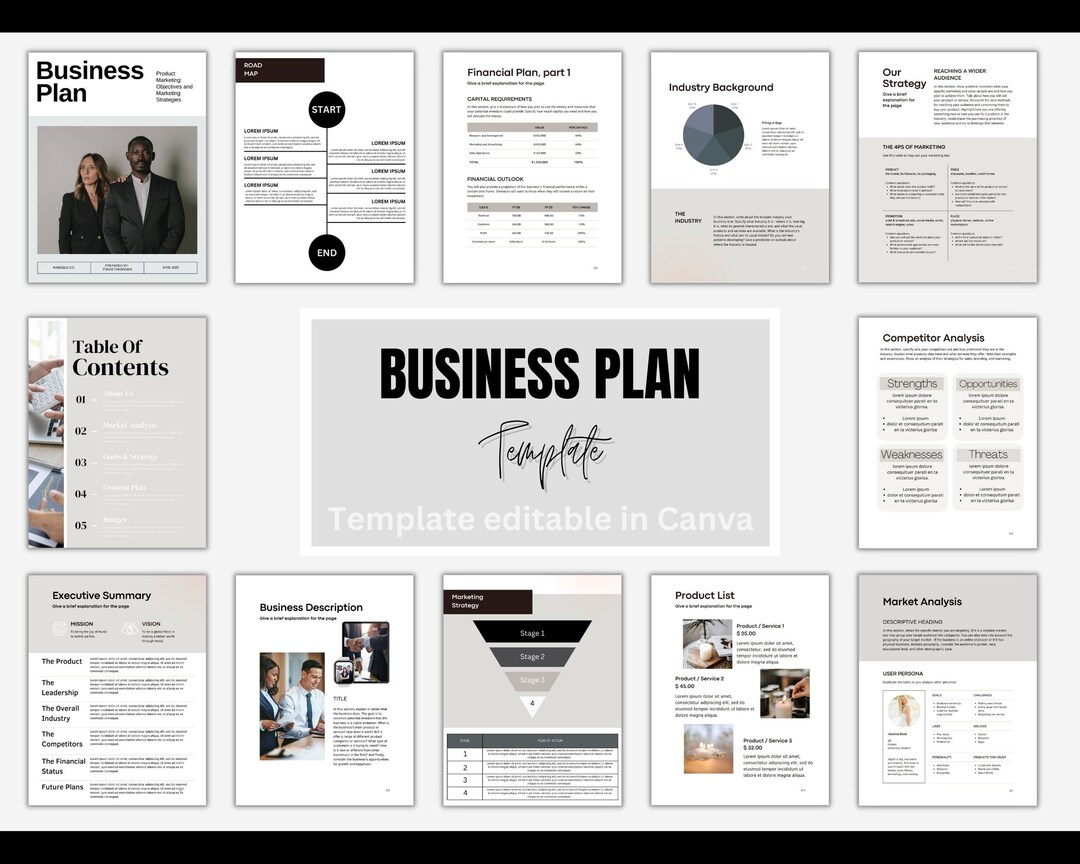 Editable Business Plan Template, Canva Start up Workbook (digital ...