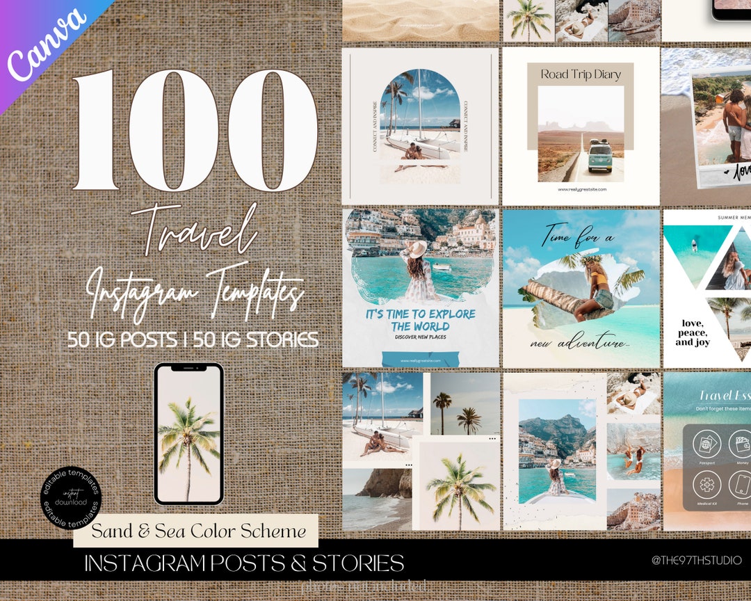 100 TRAVEL Instagram Templates | Travel Agent Instagram Post | Travel ...