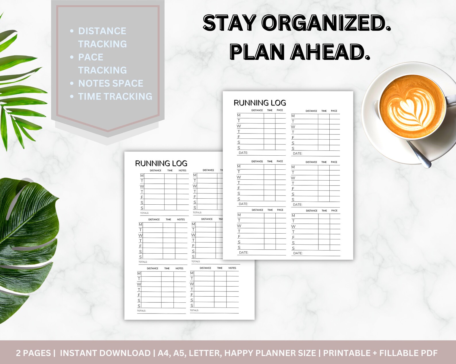 Weekly Running Log Printable Template, Running Journal, Cardio Training ...