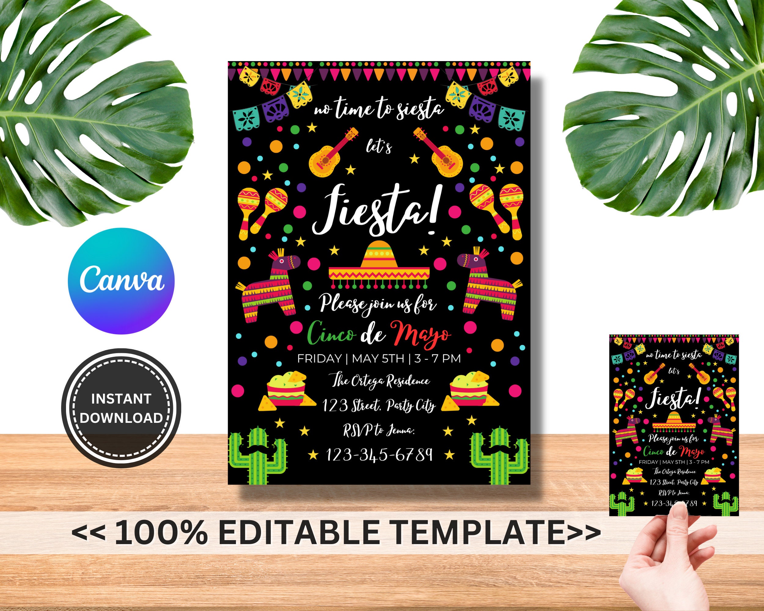 Editable Cinco De Mayo Party Invitation, Digital or Printable Cinco De ...