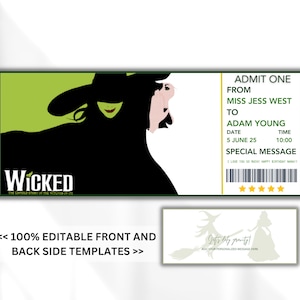 Printable Wicked Broadway Surprise Ticket, Wicked Musical Collectible ...