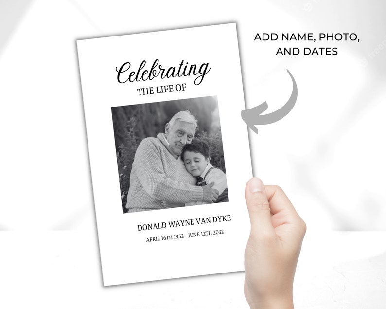 Minimalist Funeral Program Template Simple Funeral Memorial - Etsy