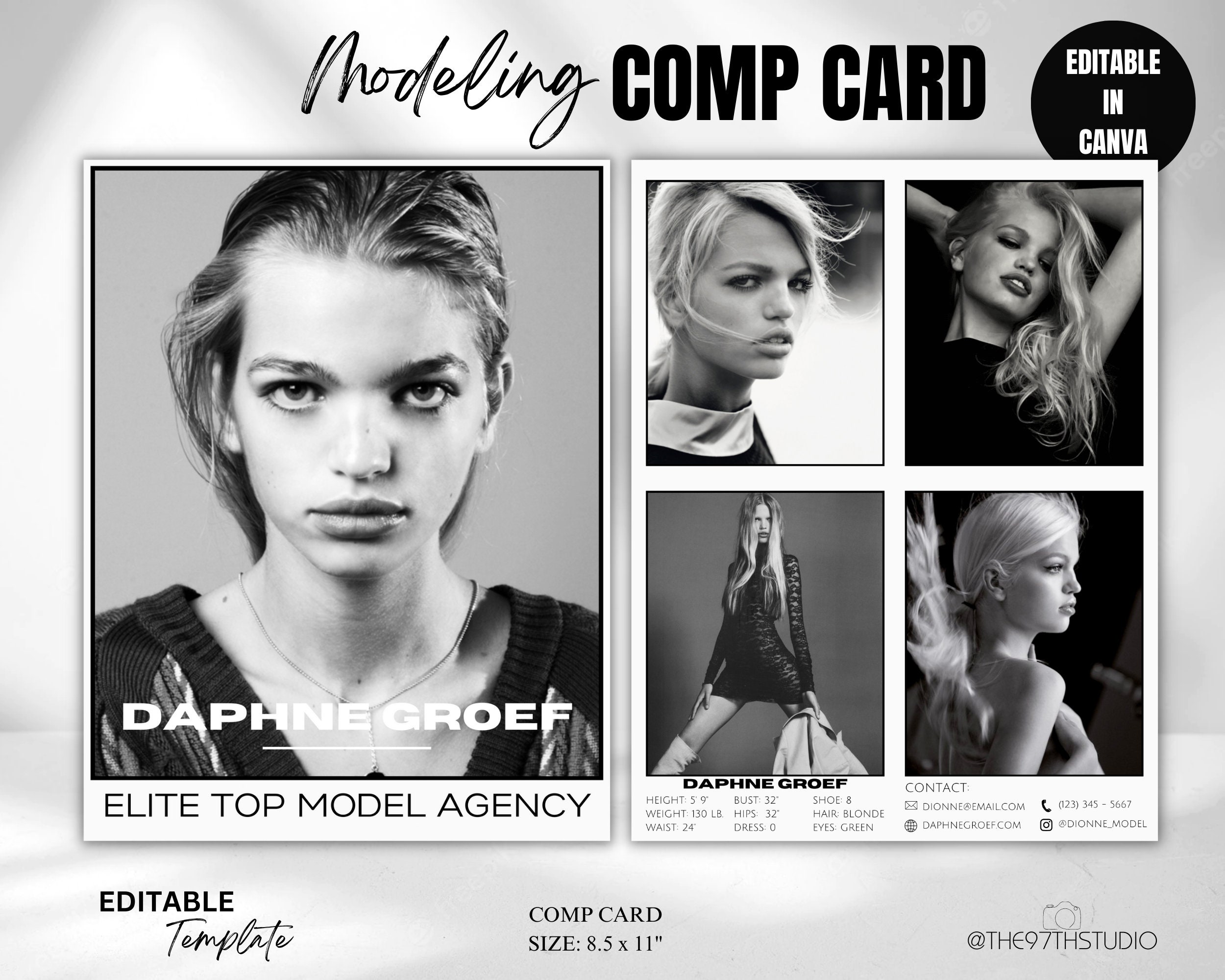 COMP CARD Template, Modeling Photocard, Zed Card for Models, Z Card ...