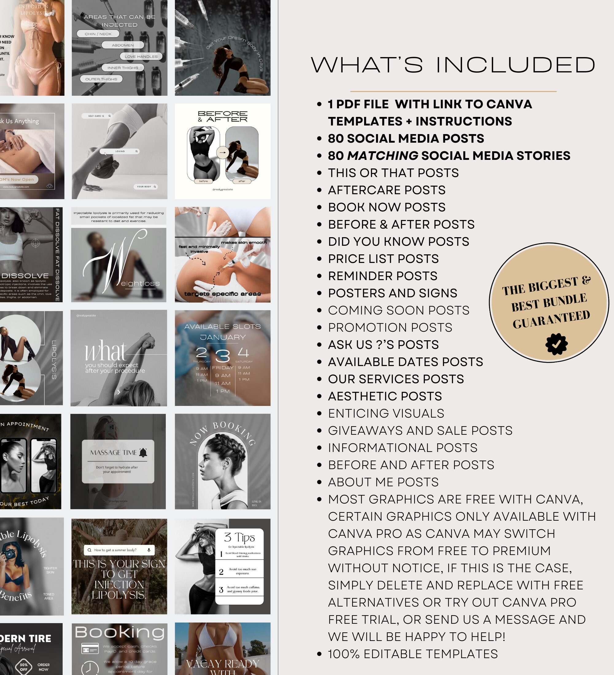 FAT DISSOLVE Instagram Posts Injectable Lipolysis Instagram Templates ...