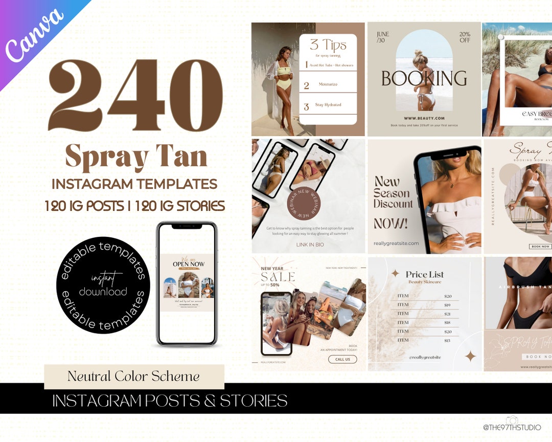 240 Spray Tanning Instagram Templates | Spray Tan Instagram Posts ...