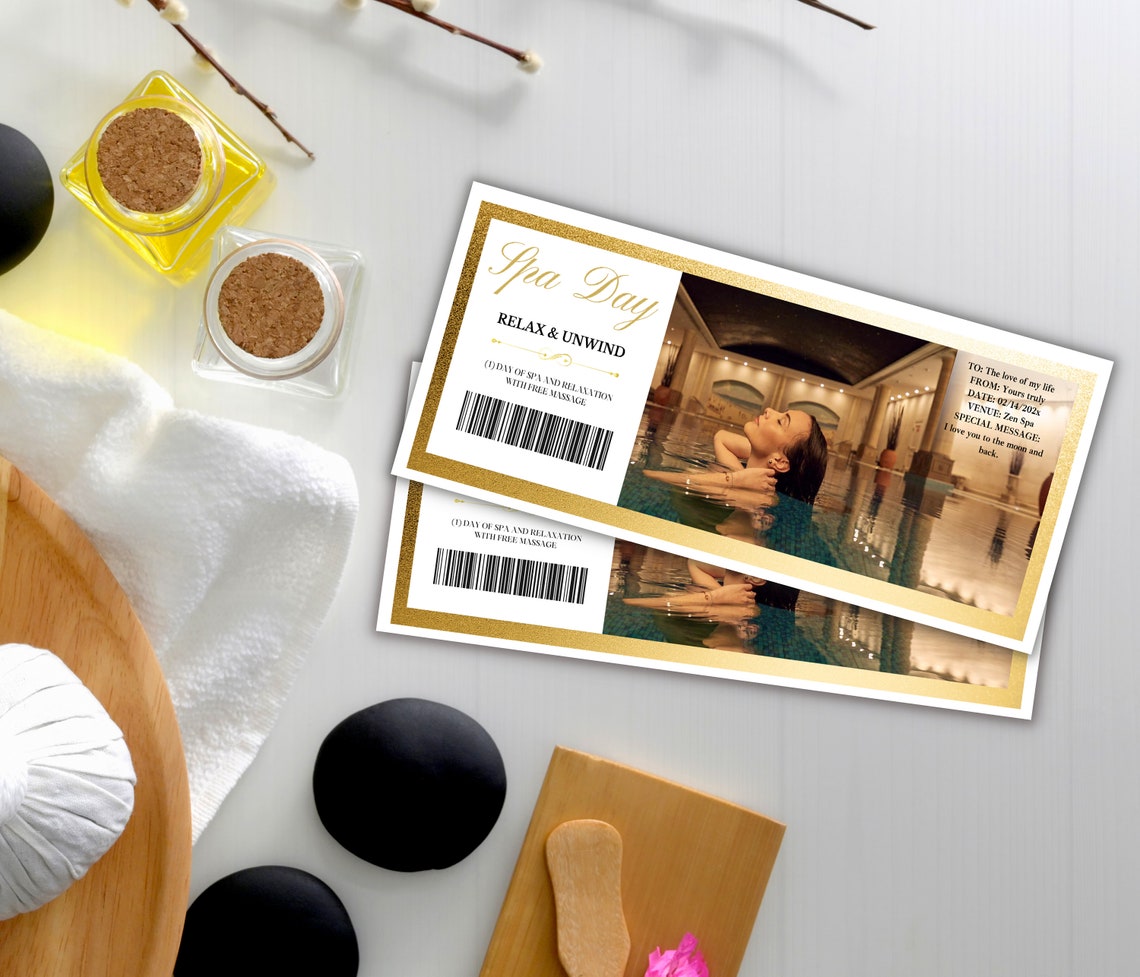 Editable Spa Ticket Template, Surprise Spa Gift, Spa Ticket,invitation ...