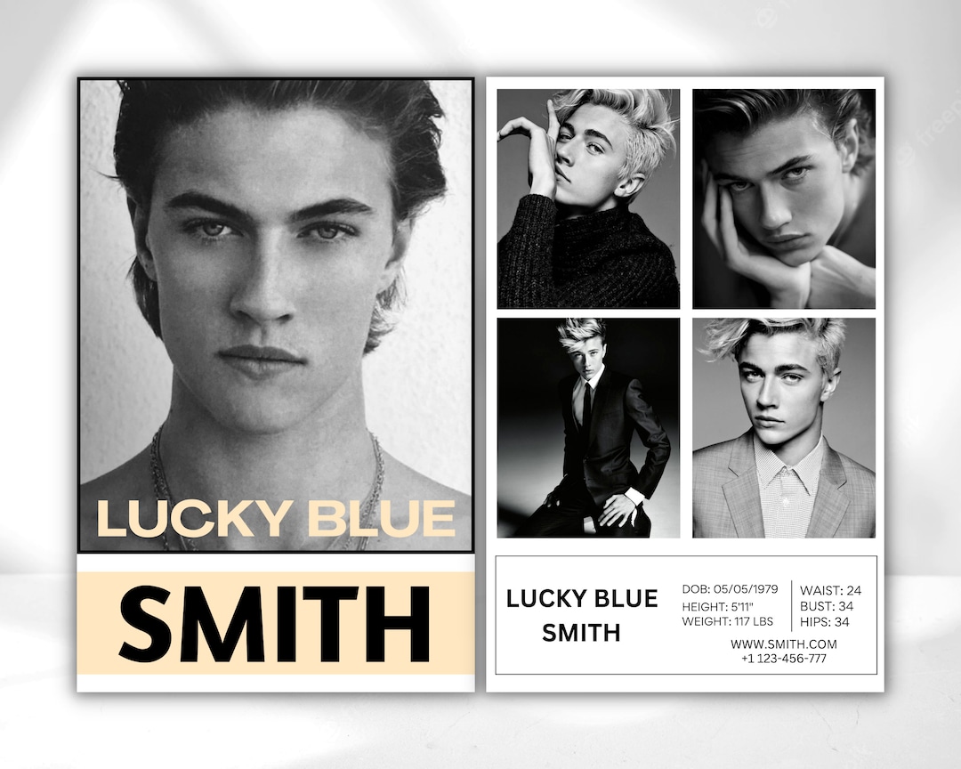 COMP CARD Template for Male Models,modeling Photocard, Zed Card for ...