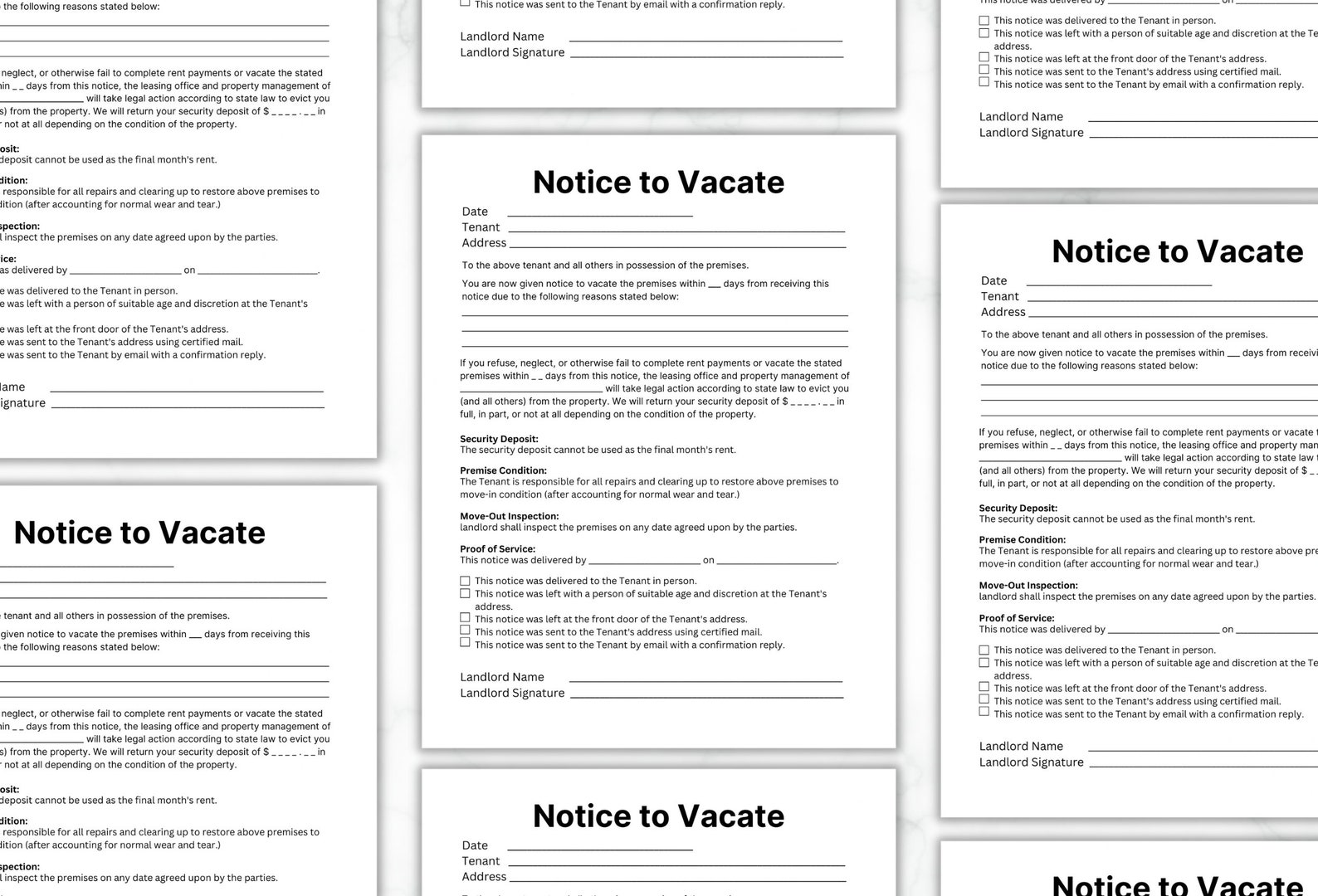 Notice to Vacate, Notice to Vacate Template, Eviction Notice, Eviction ...