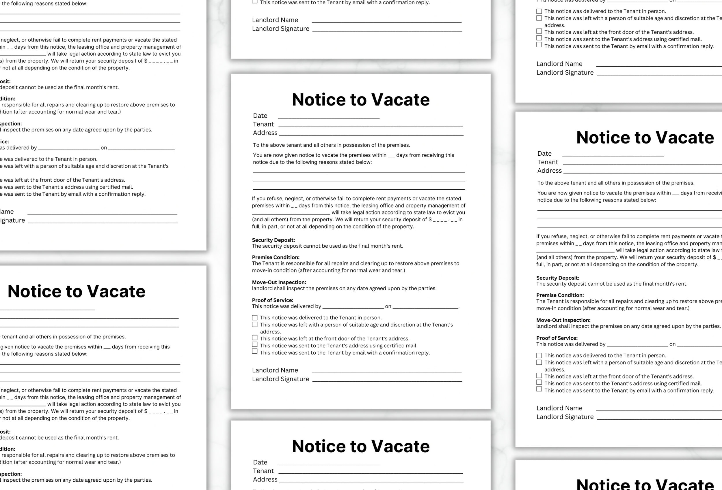 Notice to Vacate, Notice to Vacate Template, Eviction Notice, Eviction ...