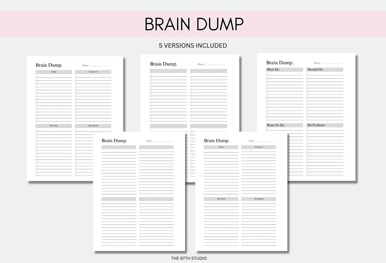 EDITABLE Brain Dump Template BUNDLE, to Do List Printable, ADHD Daily ...