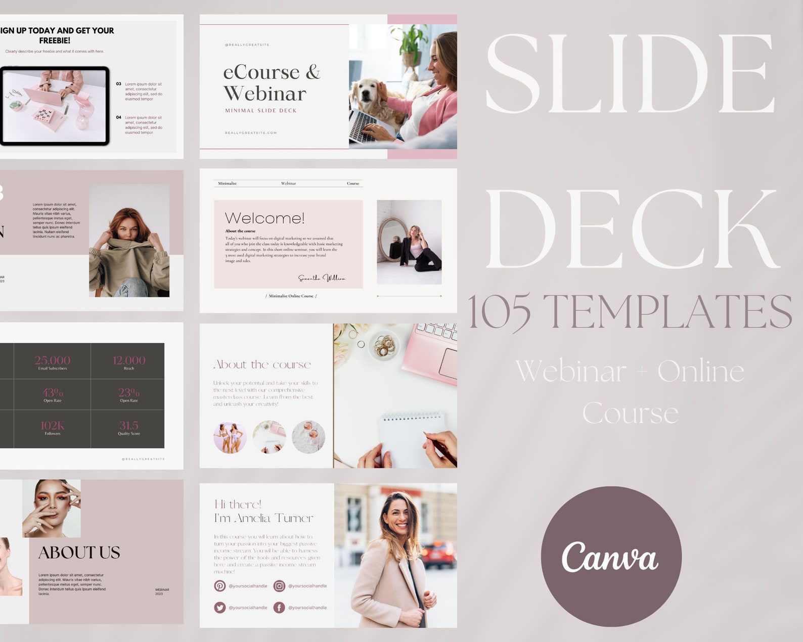 Webinar Slide Deck Canva Template, Pitch Deck Template, Course Slide ...