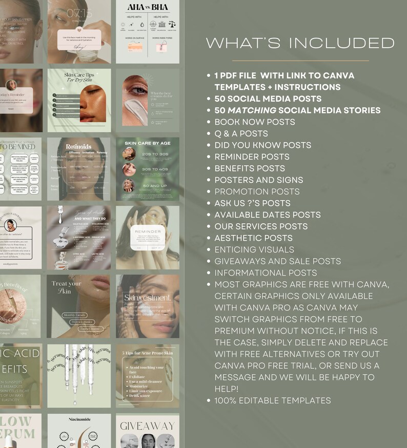 Skincare Instagram Posts | Skincare Canva Templates | Esthetician ...