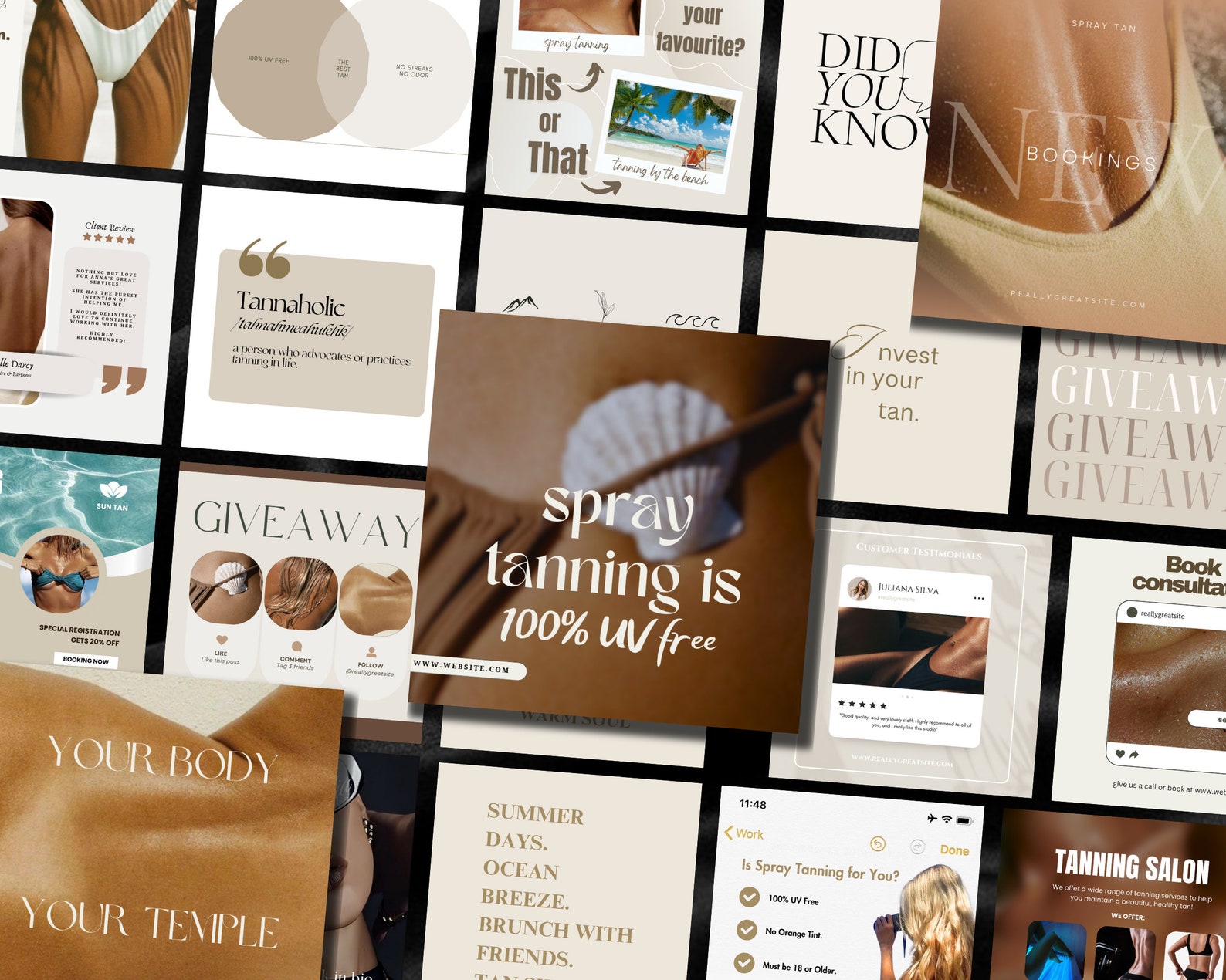 120 Spray Tanning Instagram Templates Spray Tan Instagram Posts Spray ...