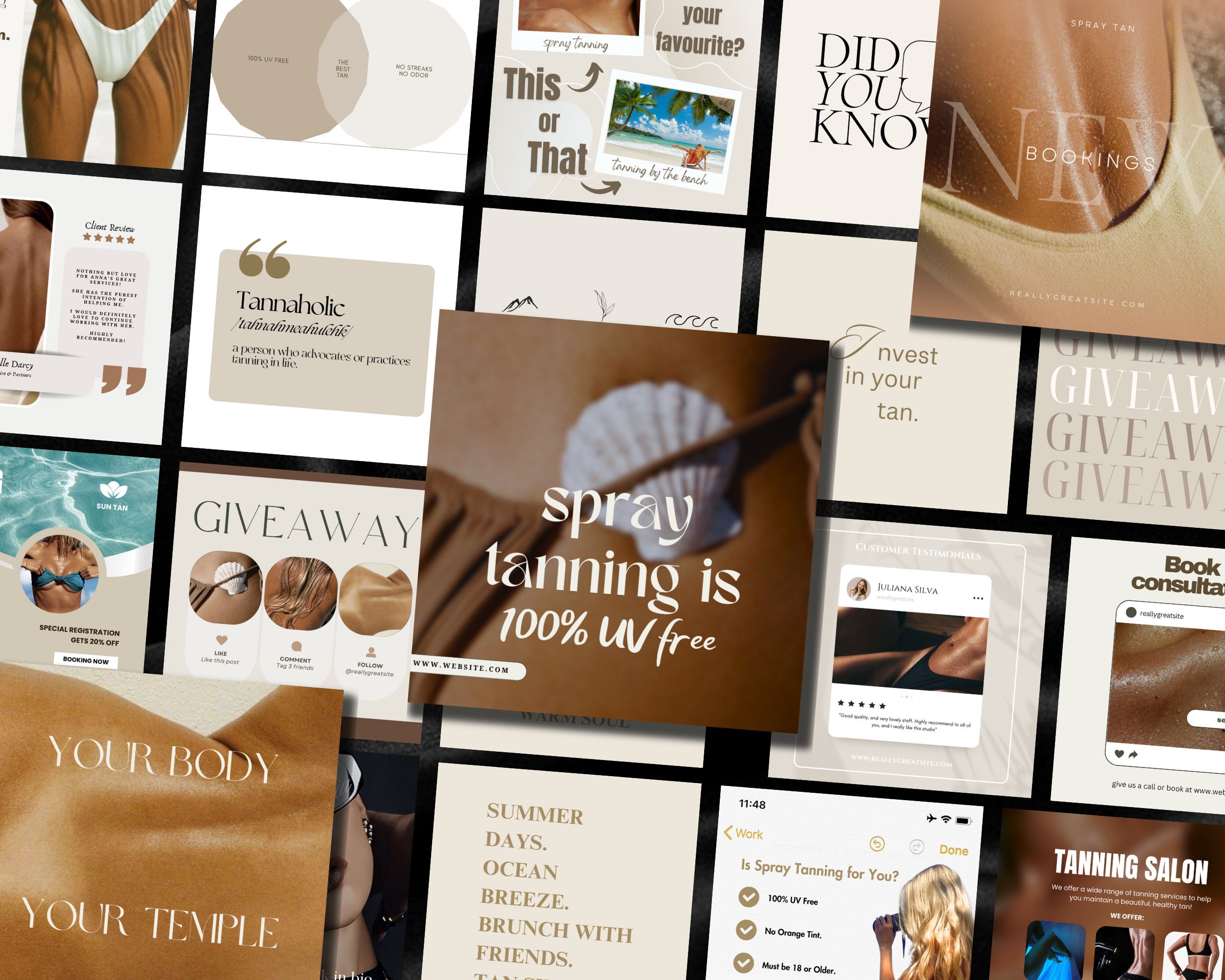 120 Spray Tanning Instagram Templates Spray Tan Instagram Posts Spray ...