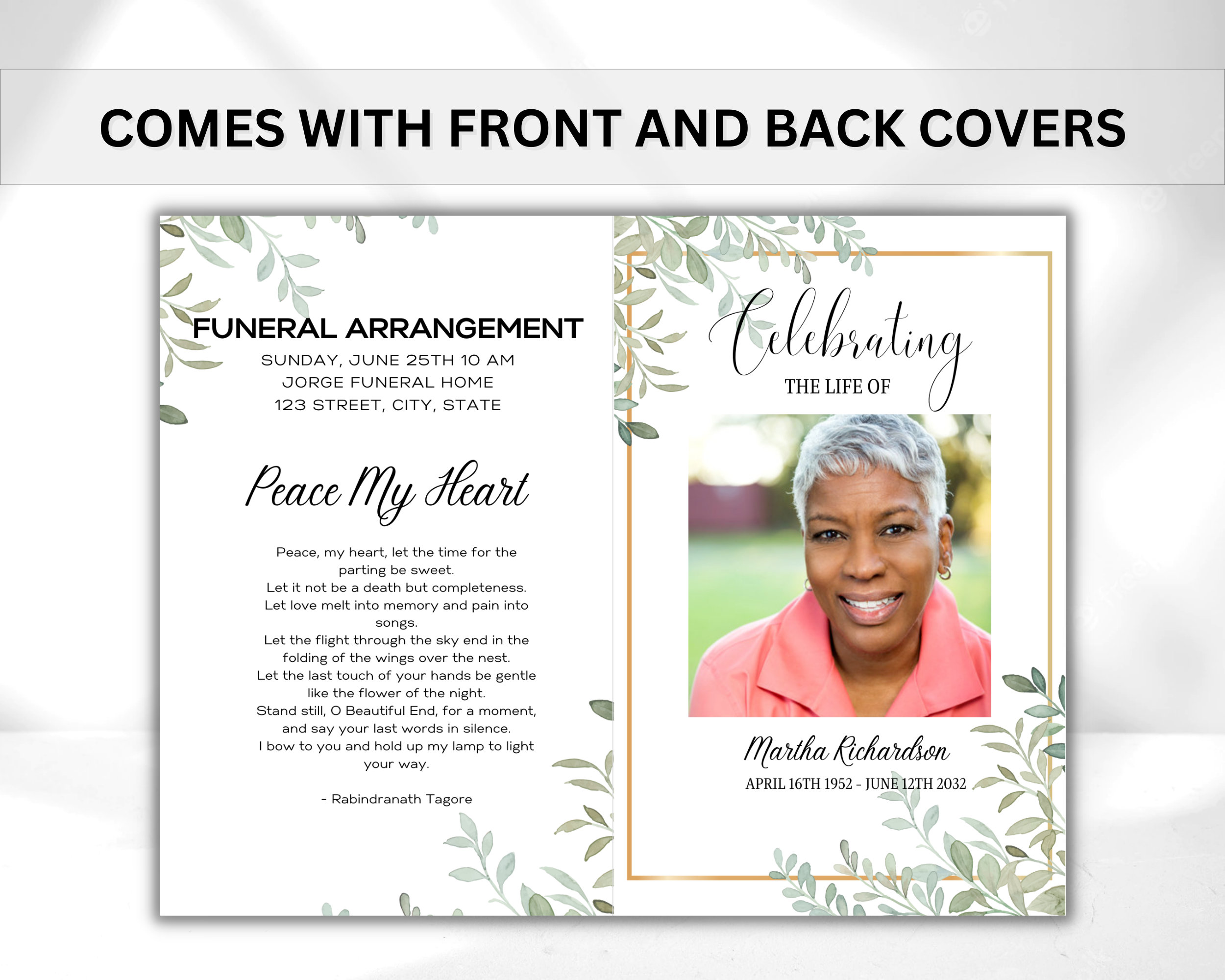 Minimalist Funeral Program Template Simple Funeral Memorial - Etsy