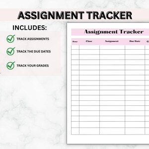 PRINTABLE and Digital Assignment Tracker + Assignment Planner, Digital ...