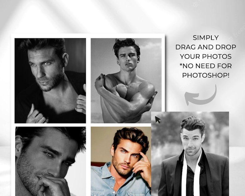 MALE MODEL Comp Card Template, Modeling Photocard, Zed Card for Models ...