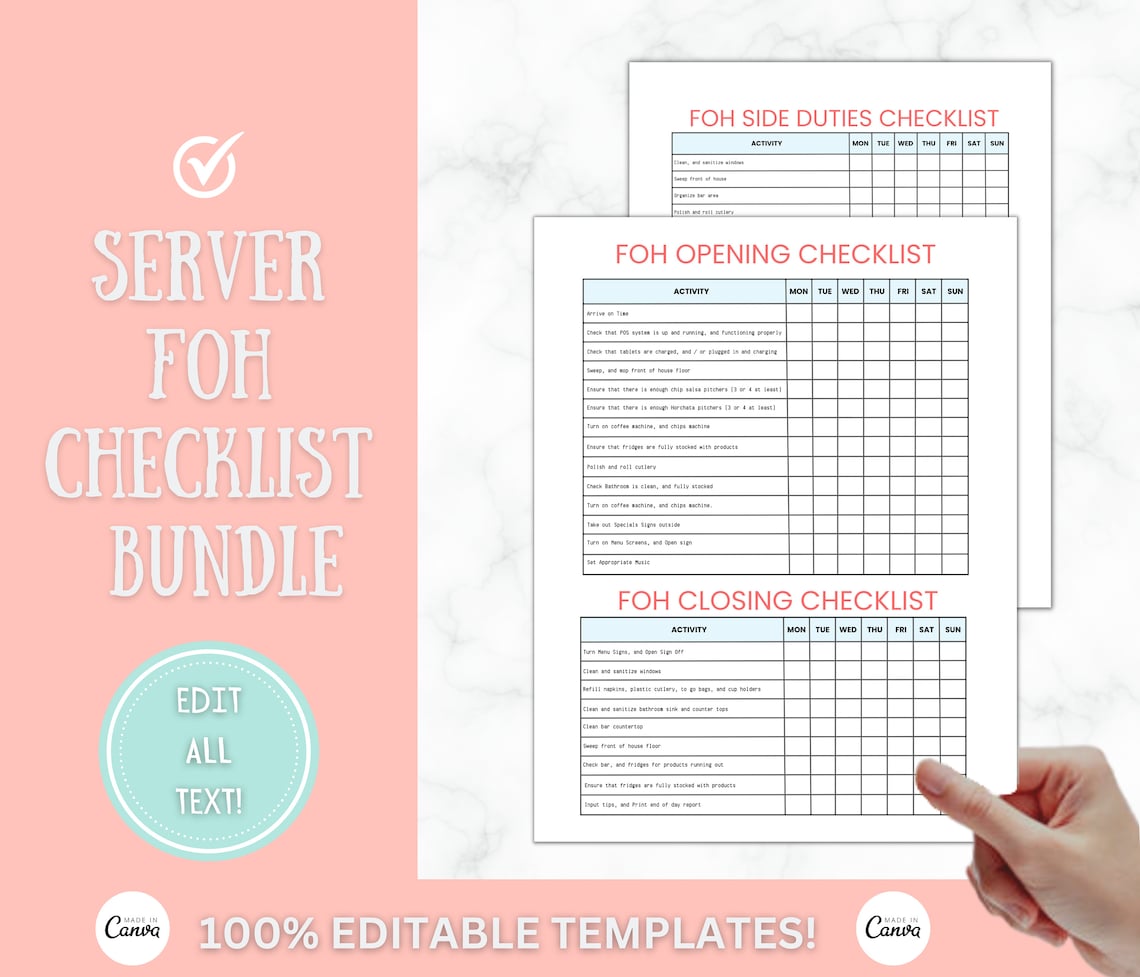 Restaurant Templates Starter Pack, Cleaning Checklist, Restaurant ...