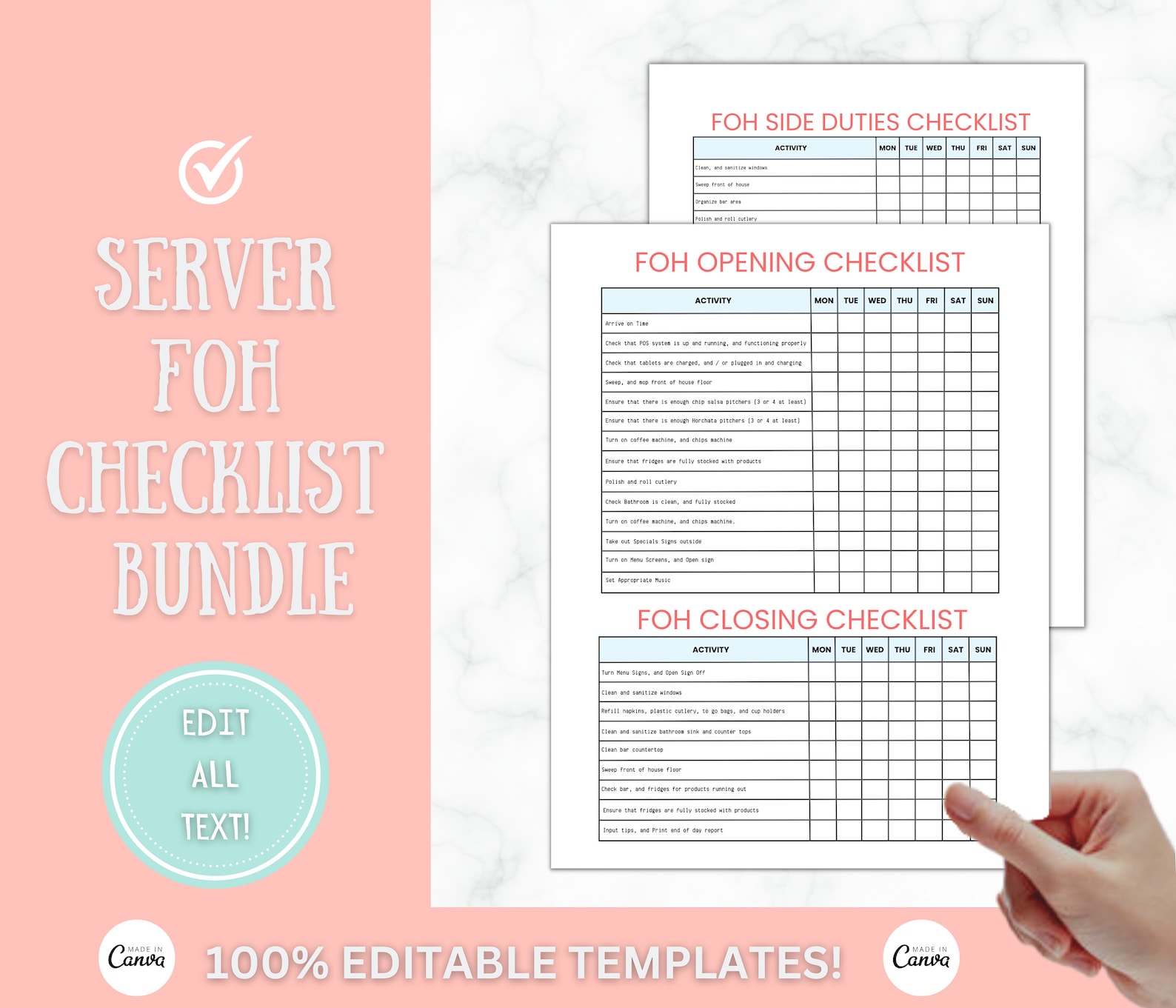 Restaurant Templates Starter Pack, Cleaning Checklist, Restaurant ...