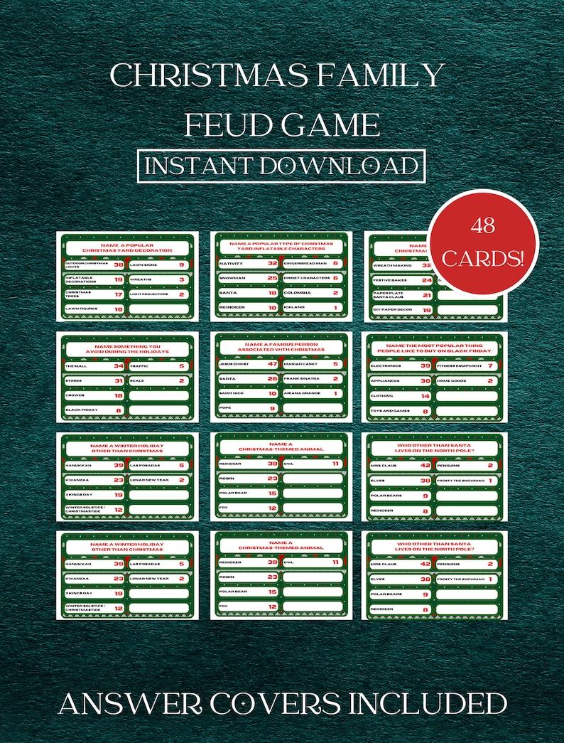 Christmas Family Feud Game | Christmas Printable Games | Christmas ...