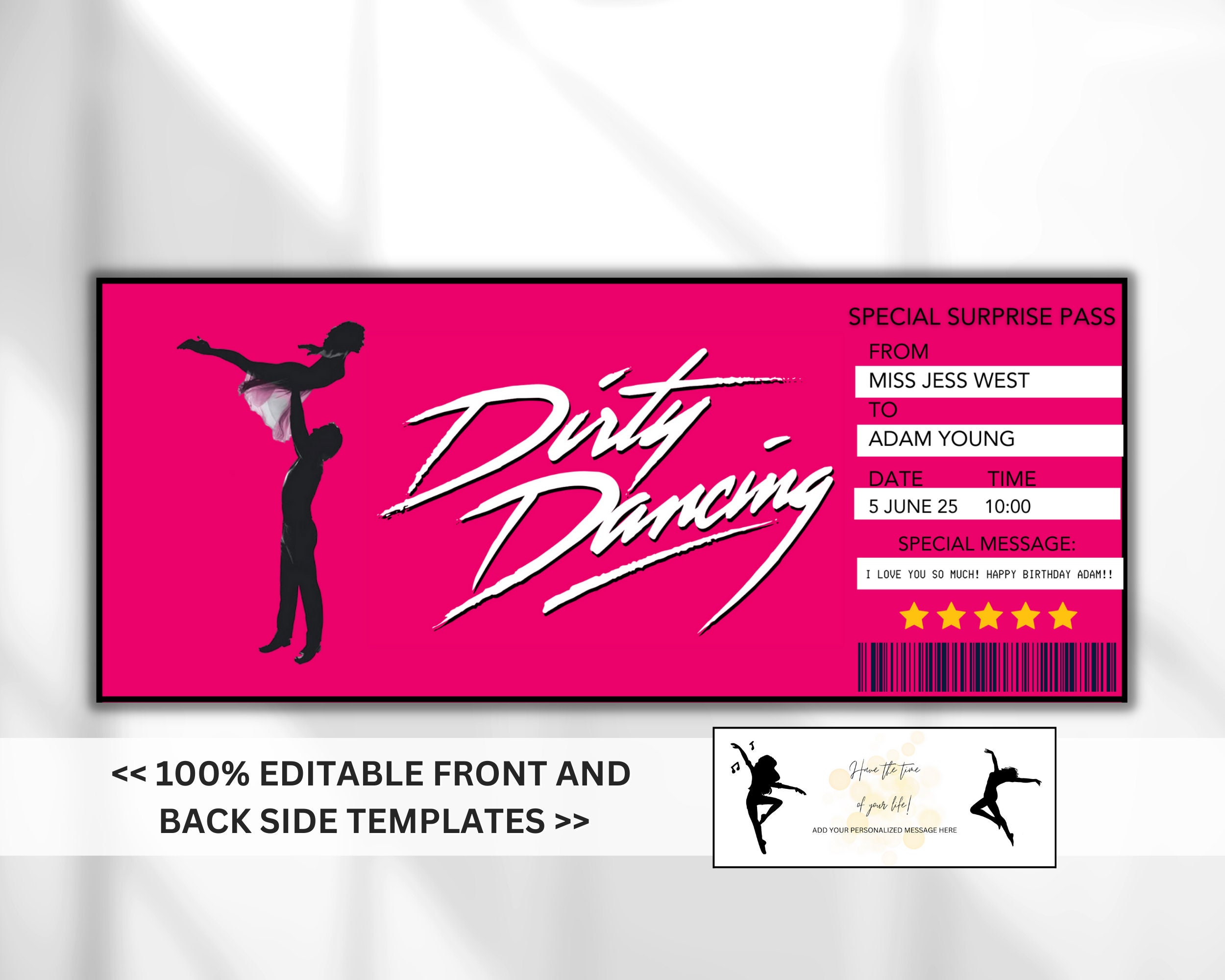 EDITABLE Dirty Dancing Broadway Surprise Ticket, Dirty Dancing Musical ...
