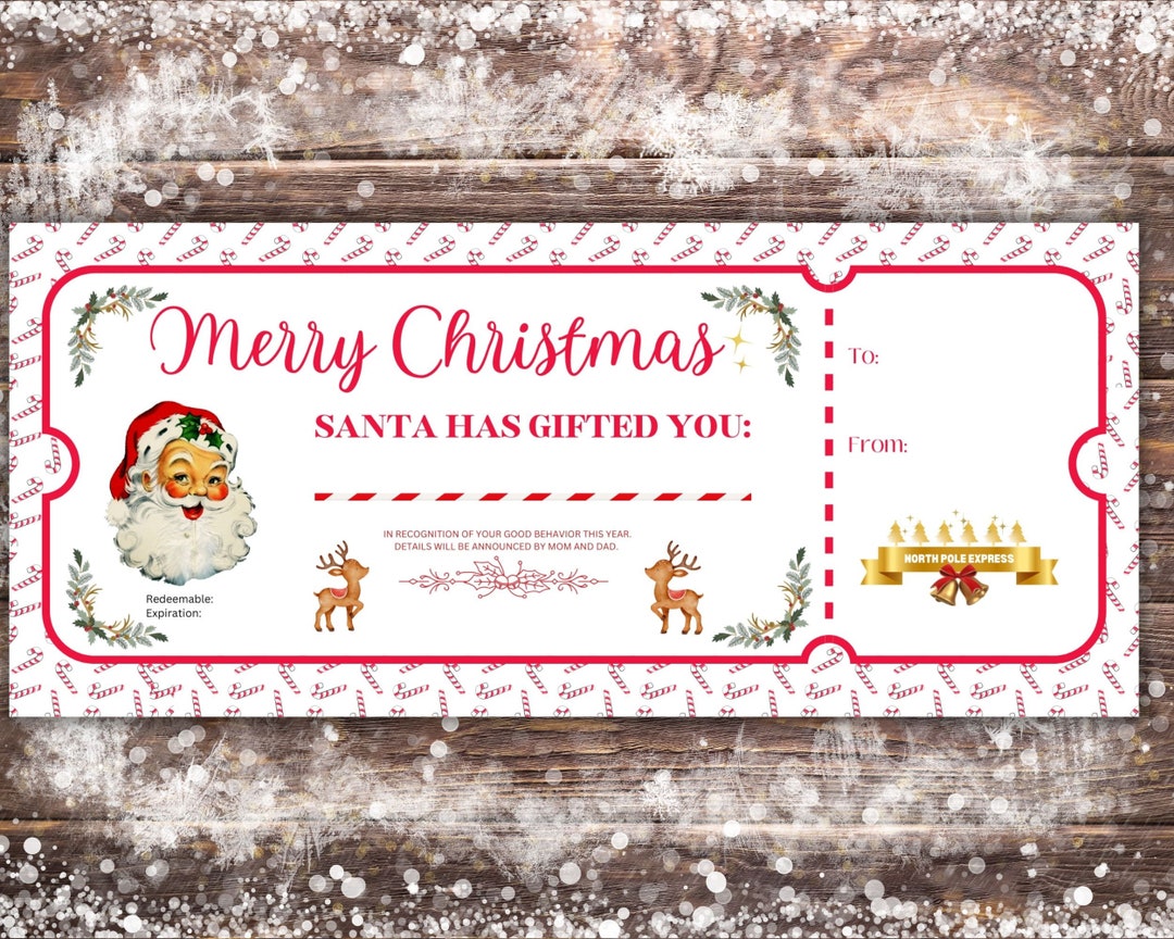 Printable Voucher From Santa | Santa Gift Voucher | Christmas Coupon ...