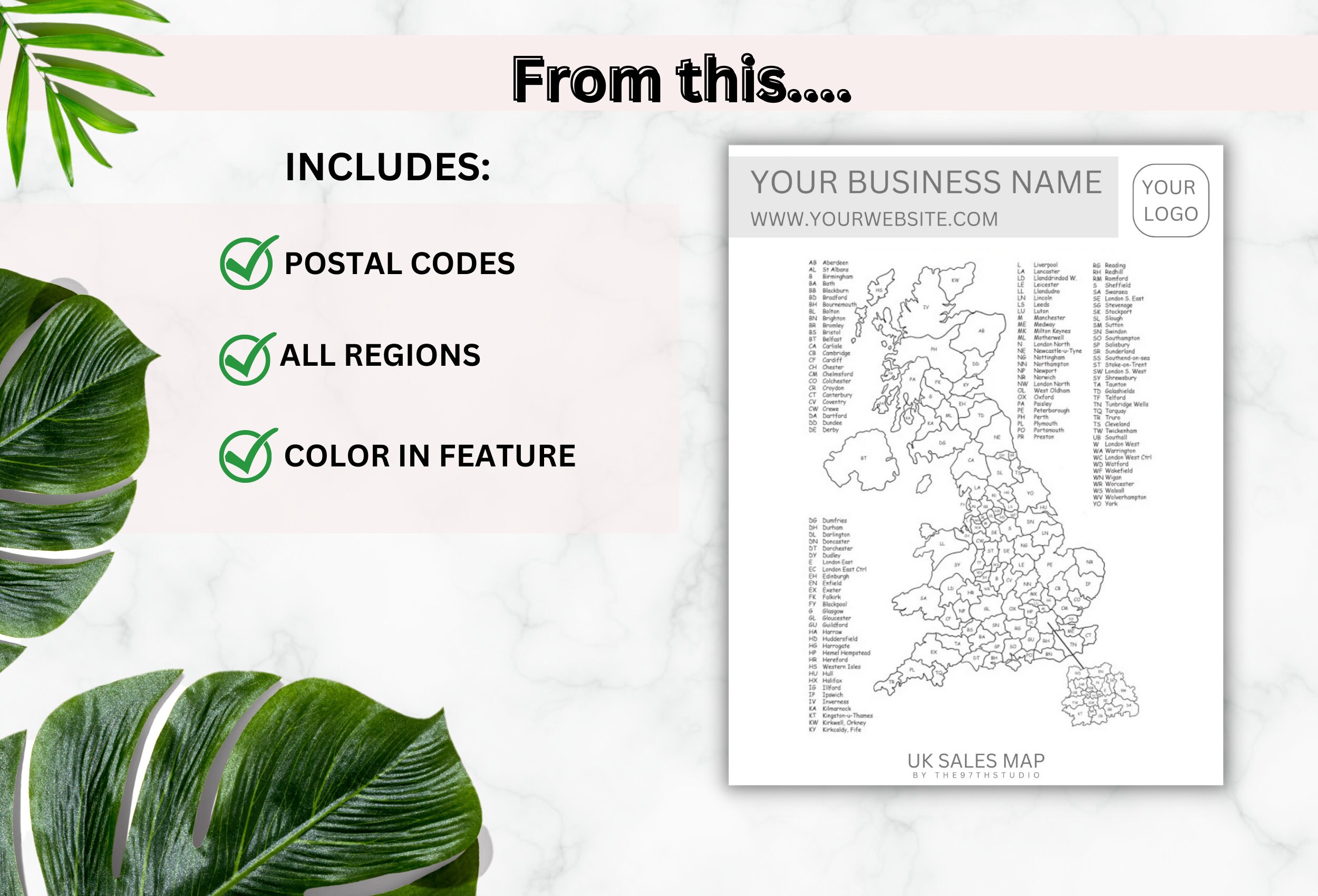 UK Sales Map, Business Postcode Sales Map, Color in Map, Etsy Sales ...