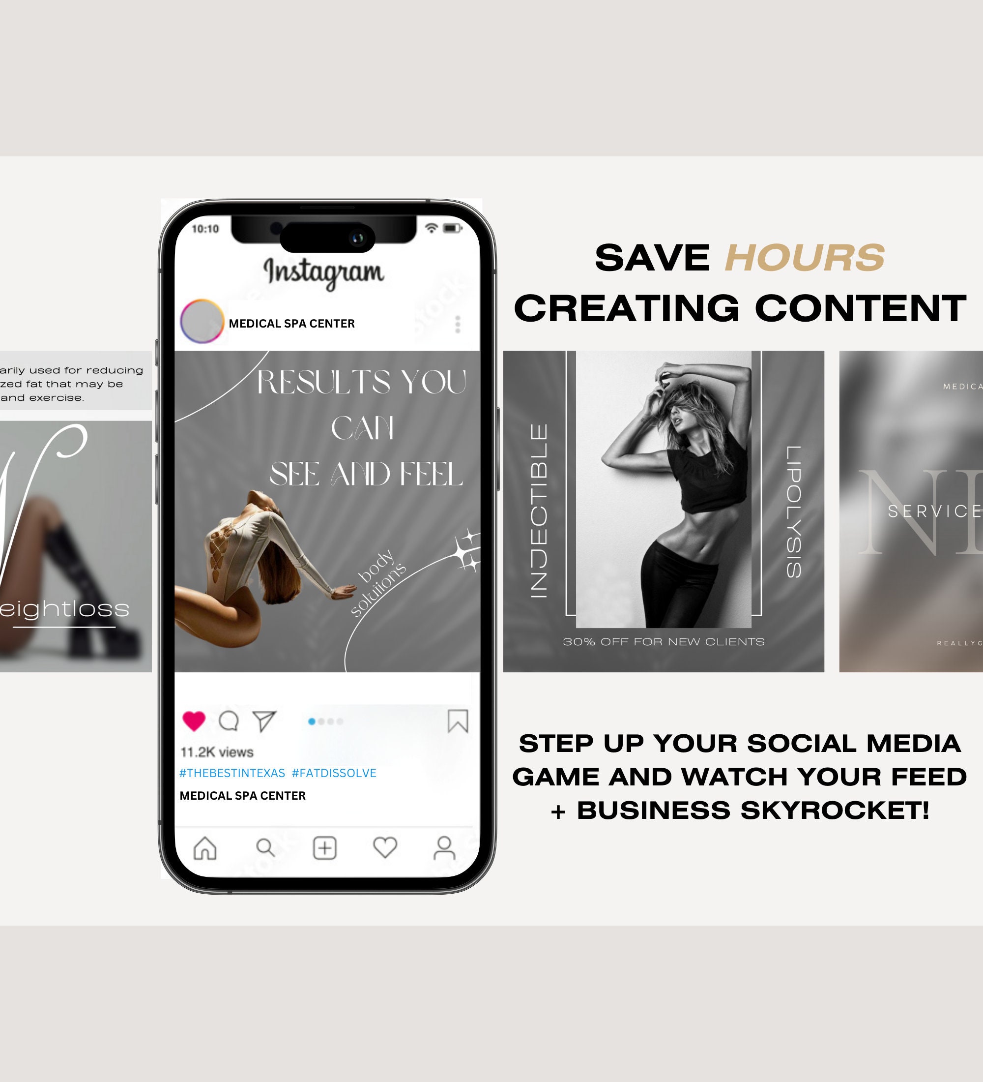 FAT DISSOLVE Instagram Posts Injectable Lipolysis Instagram Templates ...