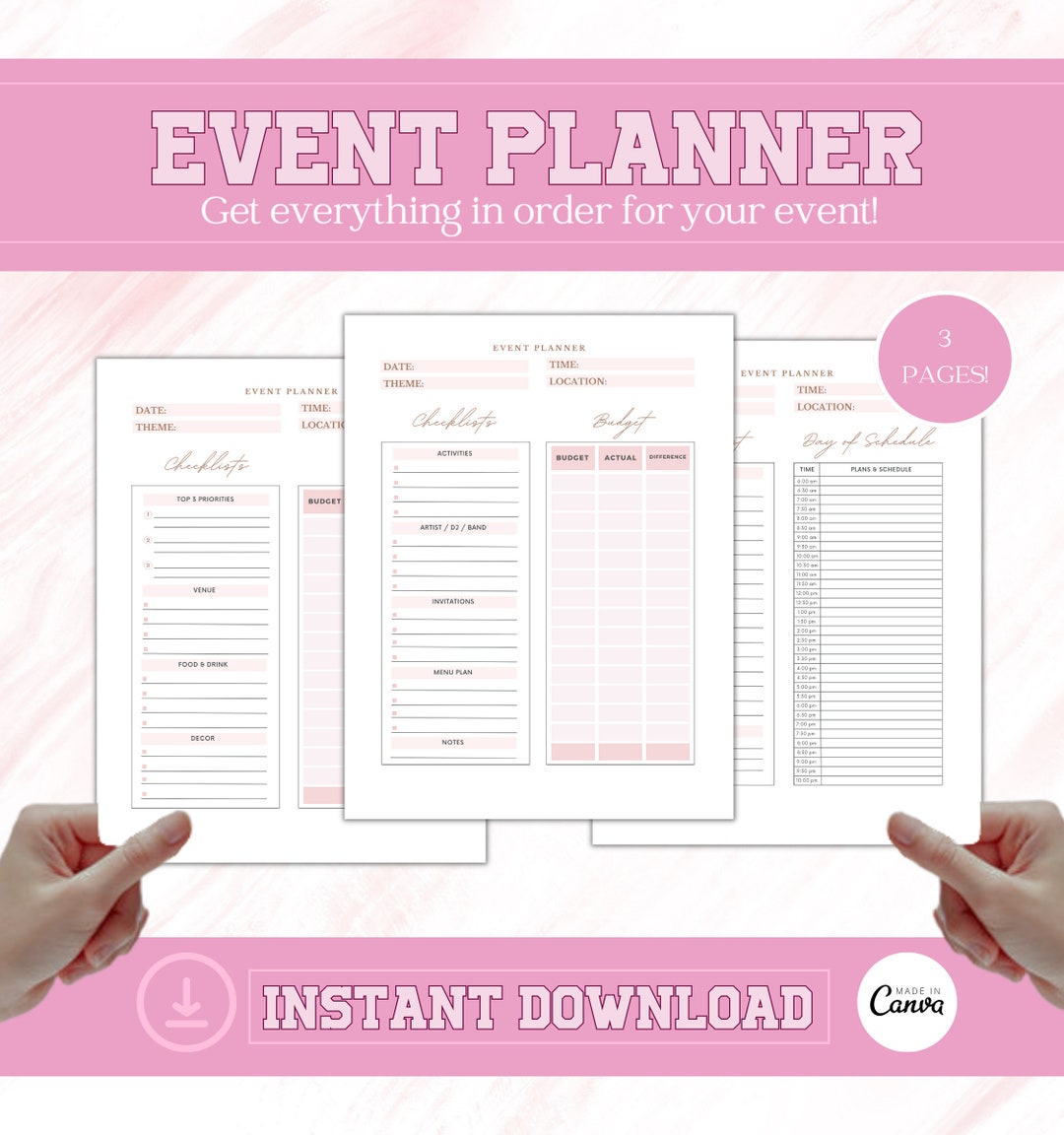 Printable Event Planner Template, Party Planner, Birthday, Wedding ...