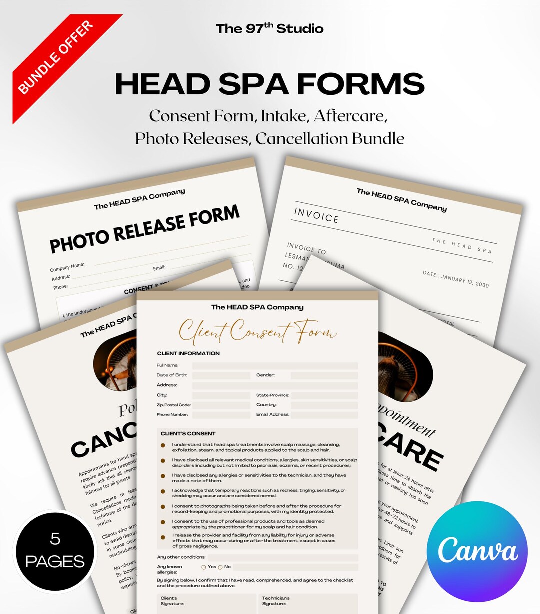 Headspa Business Forms, Headspa Consultation Forms, Headspa Therapy ...