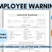 Employee Disciplinary Form, EDITABLE Warning Notice, Small Business ...