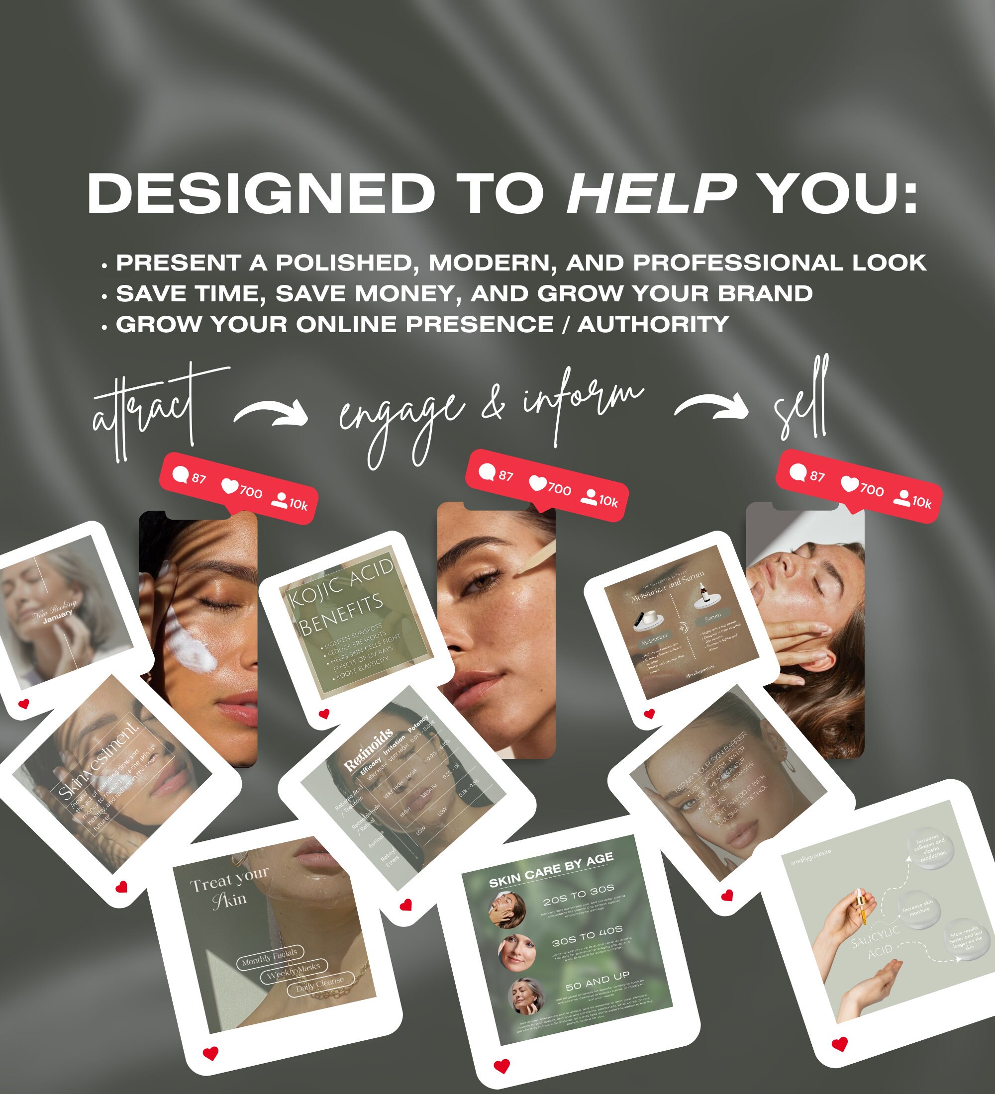 Skincare Instagram Posts Skincare Canva Templates Esthetician Skincare ...