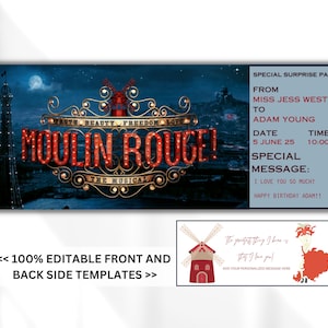 EDITABLE + Printable Moulin Rouge Broadway Surprise Ticket,musical ...