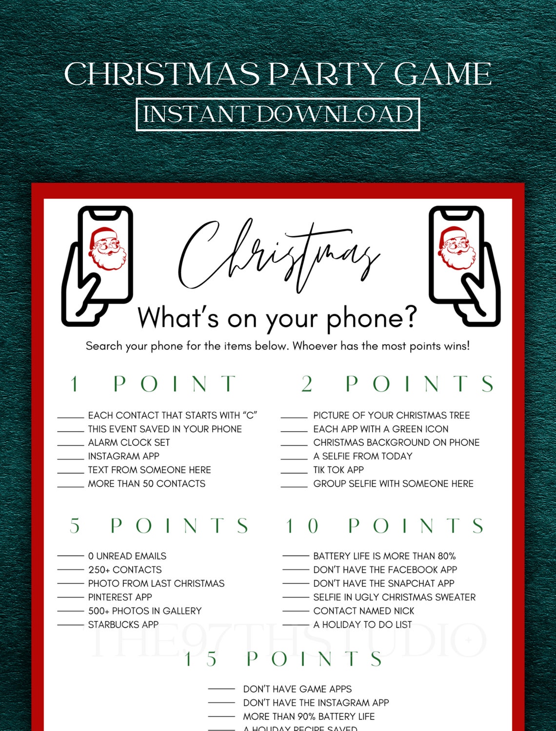 Christmas What's on Your Phone Game Office Christmas Party Games ...