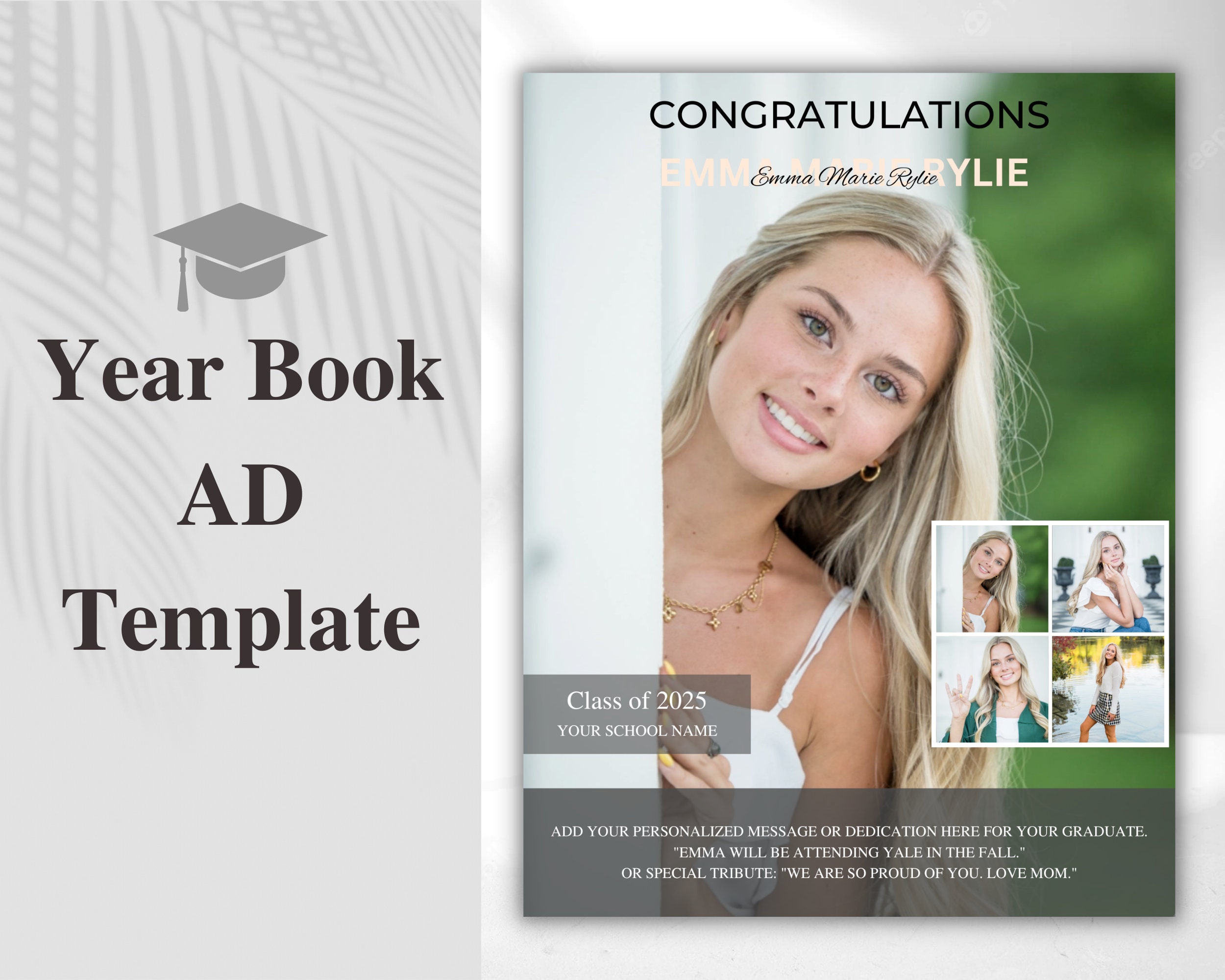 Yearbook AD Template Senior & High School Graduation Grad - Etsy