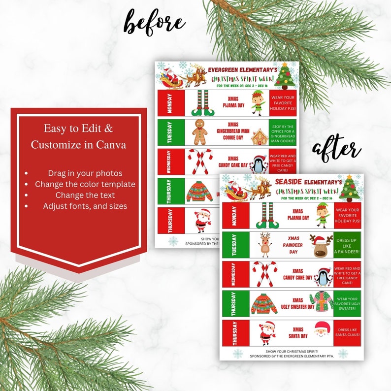 Christmas School Spirit Week Itinerary Schedule, School Pto Pta ...