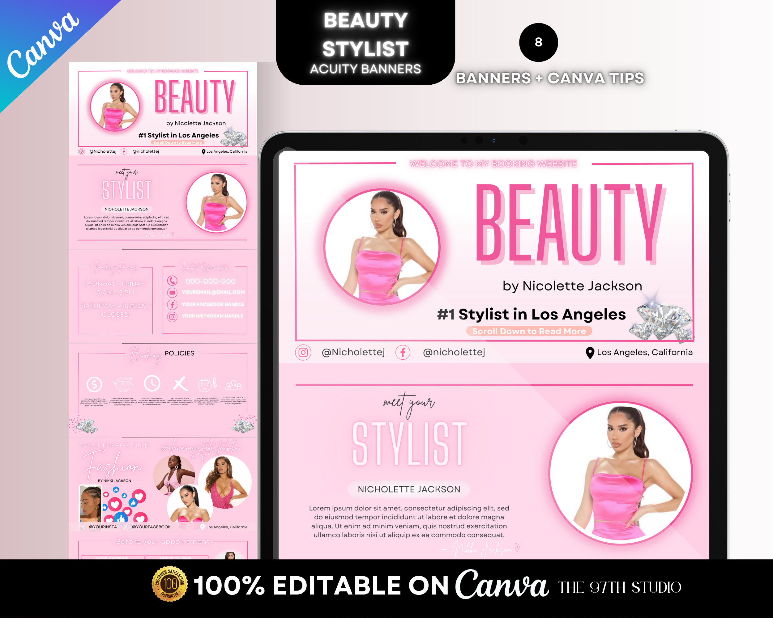 PINK Acuity Scheduling Template VOL. 1, Acuity Website Template, Acuity ...