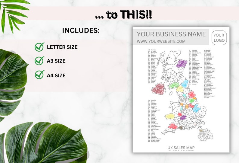 UK Sales Map Business Postcode Sales Map Color in Map Etsy - Etsy