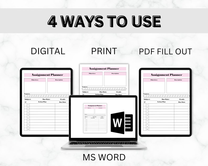PRINTABLE and Digital Assignment Tracker + Assignment Planner, Digital ...