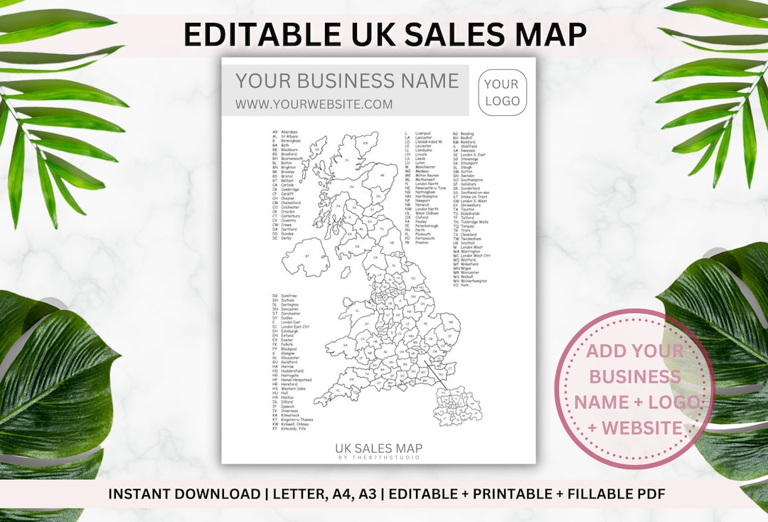 UK Sales Map, Business Postcode Sales Map, Color in Map, Etsy Sales ...