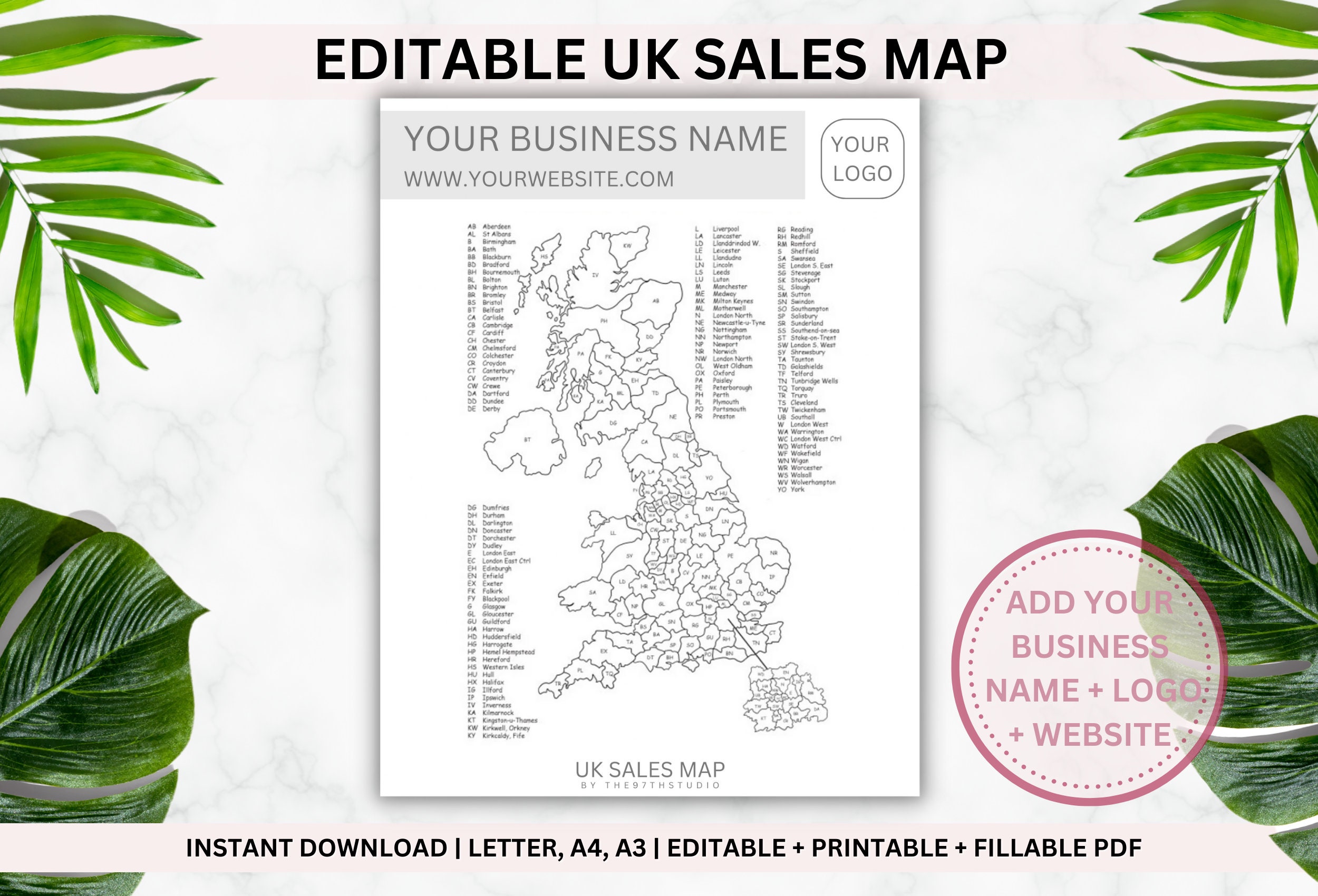 UK Sales Map, Business Postcode Sales Map, Color in Map, Etsy Sales ...