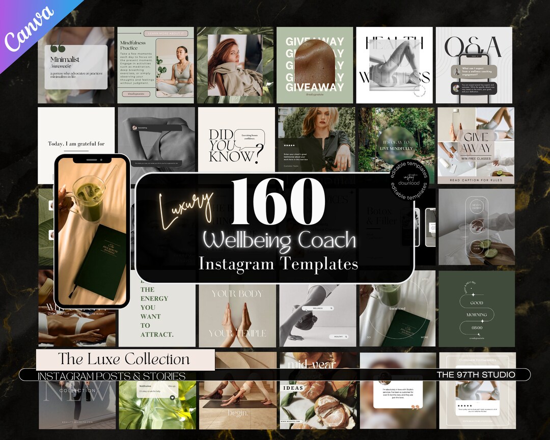 160 Wellbeing Coach Marketing Templates,health Coach Instagram ...
