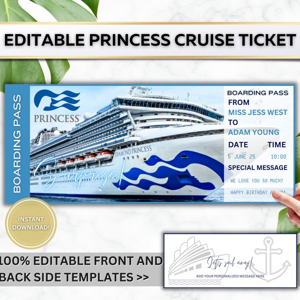 Princess Cruise Ticket Template - Etsy